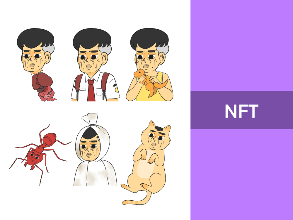 Cool 2D character design for NFTs, emotes, and stickers | Upwork