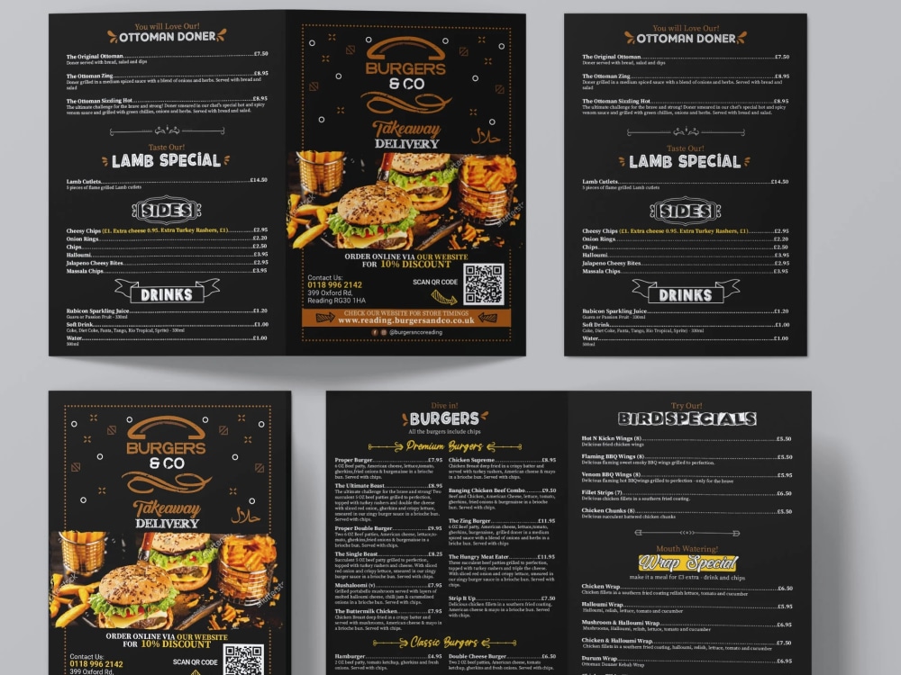 Restaurant menu card, food flyer, poster, price list, digital menu ...