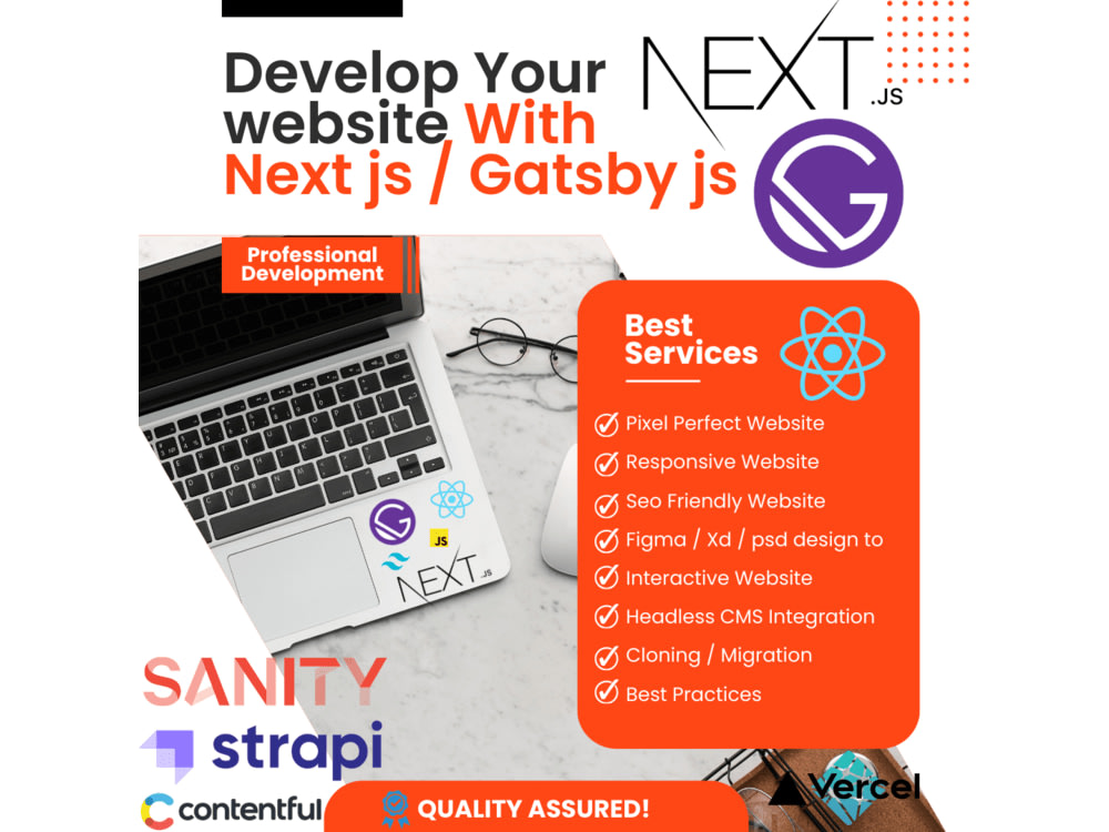 Pixel perfect Gatsby js website integrated with Sanity or Strapi CMS | Upwork