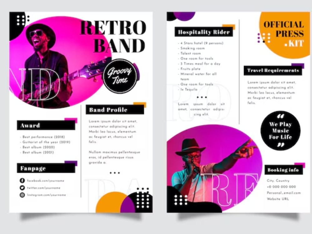 Press kit design, media kit design, electronic press kit, dj press kit ...