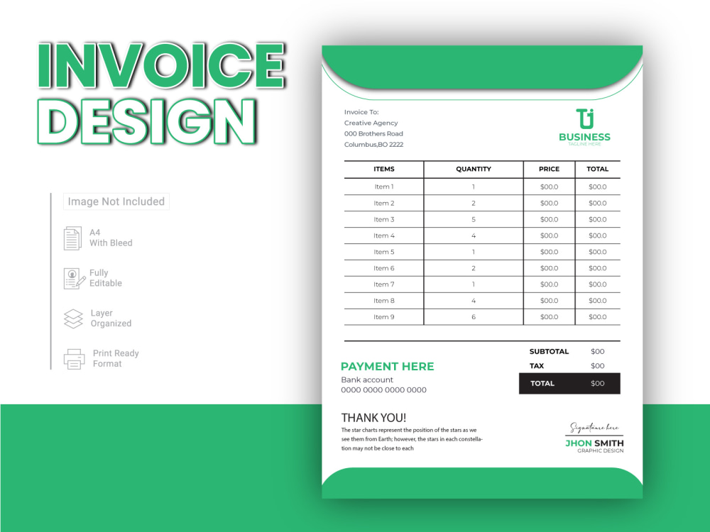 Design custom invoice design template | Upwork