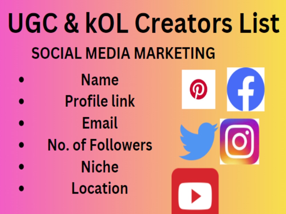 Best UGC & KOL Creators List TikTok Instagram Twitter Youtube For ...