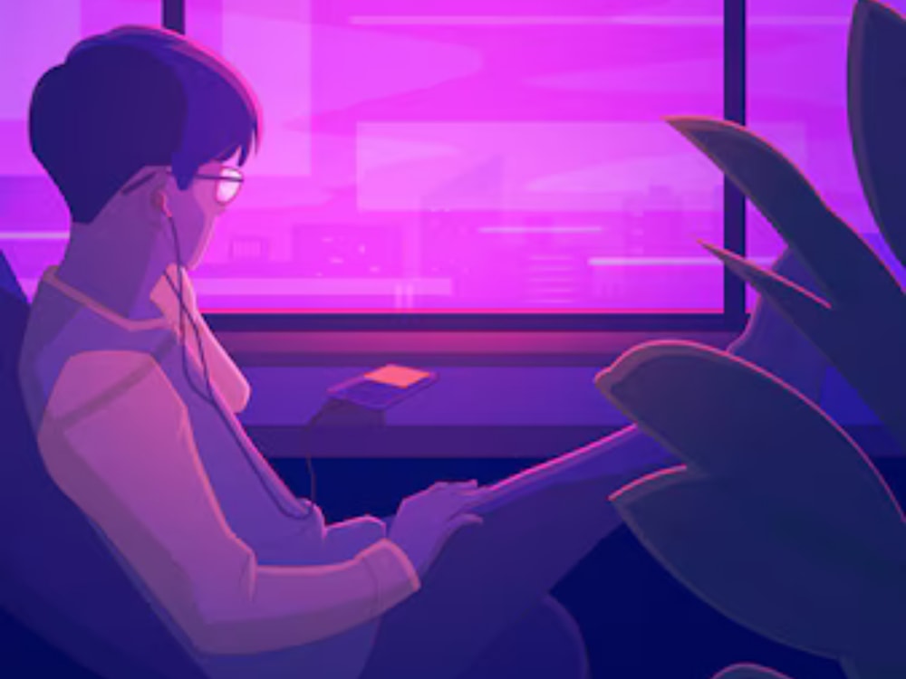 Animated gif, lofi art, lofi loop animation, 2d character, logo ...