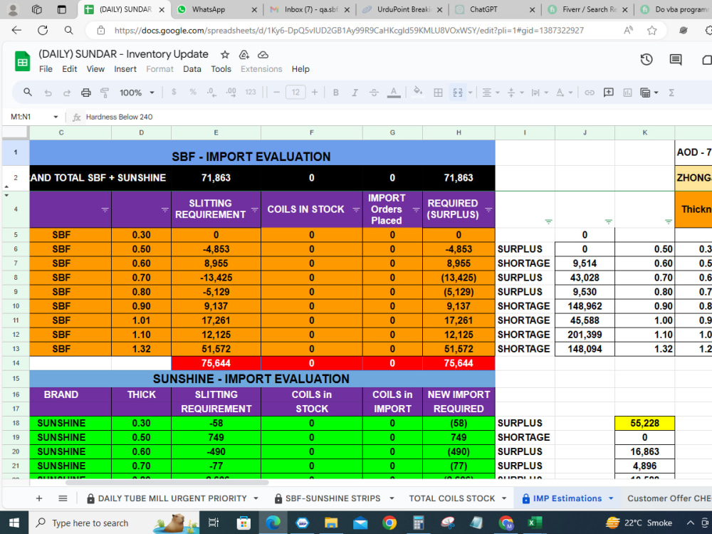 Advanced Microsoft Excel VBA, Google Sheets, Macro, Formula/Chart | Upwork