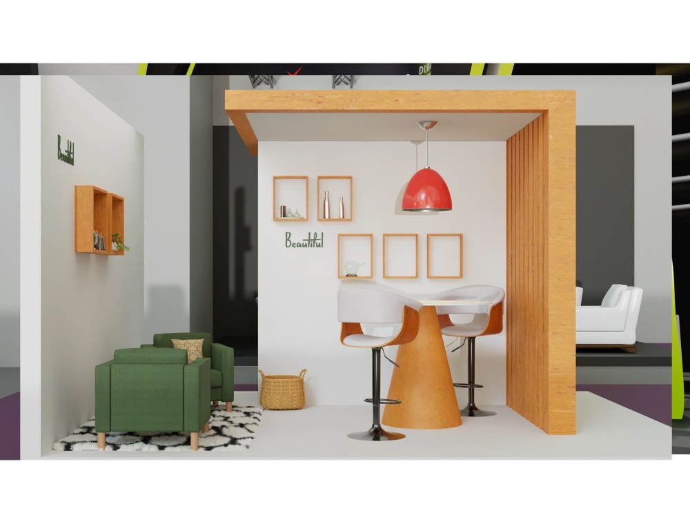 3d render exhibition booth design with Unlimited Revisions | Upwork