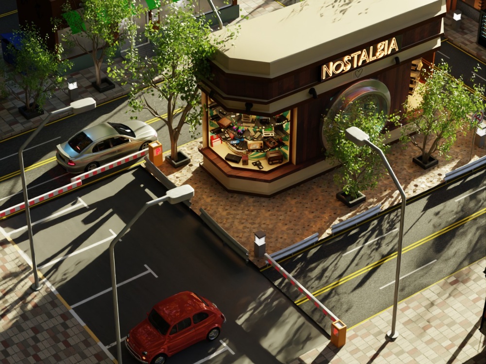 3d render street store design with 3d render animation- Unlimited ...