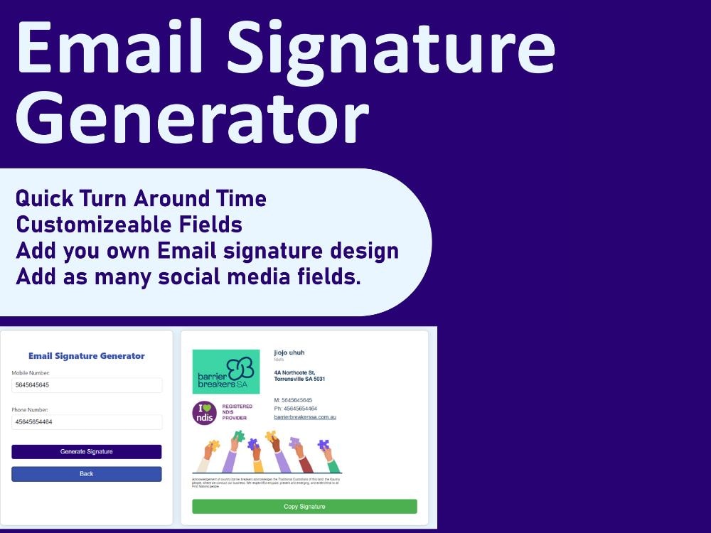Html email signature generator for business or team | Upwork