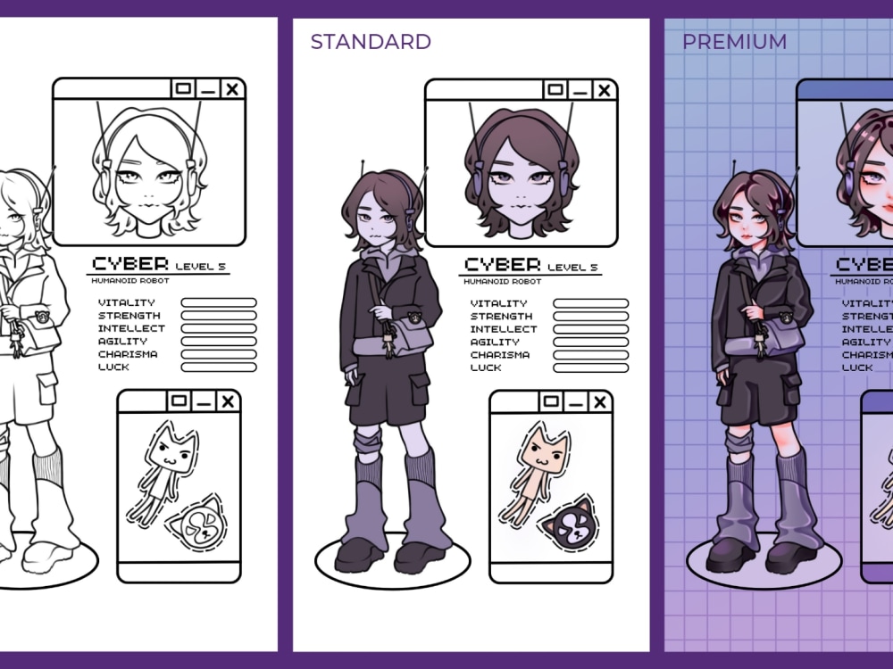 Cute anime chibi with info, can be for game art, wallpaper, or personal ...