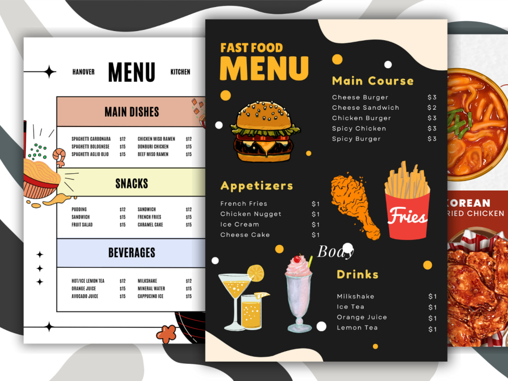 Unique and creative menu cards | Upwork