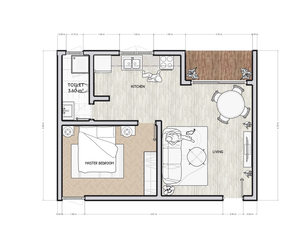 Layout & floor plan with enhanced graphics, including furniture ...