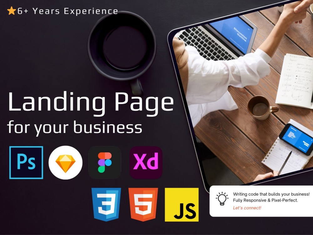 Fully responsive Landing Page -> Figma, Invision, Sketch, XD, Photoshop ...
