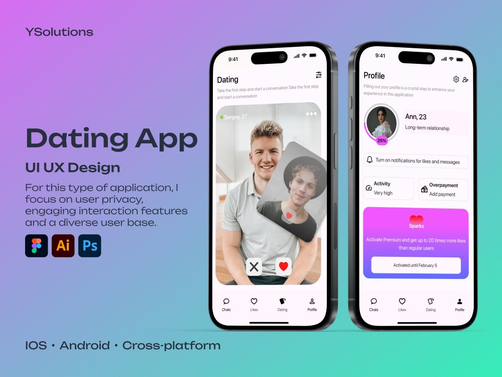 Dating Mobile App UX/UI Design | Wireframing | Clickable Prototyping | Upwork