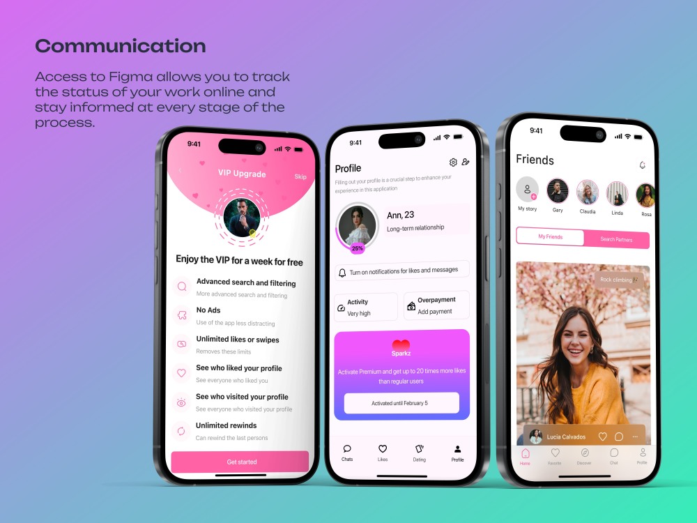 Dating Mobile App UX/UI Design | Wireframing | Clickable Prototyping ...