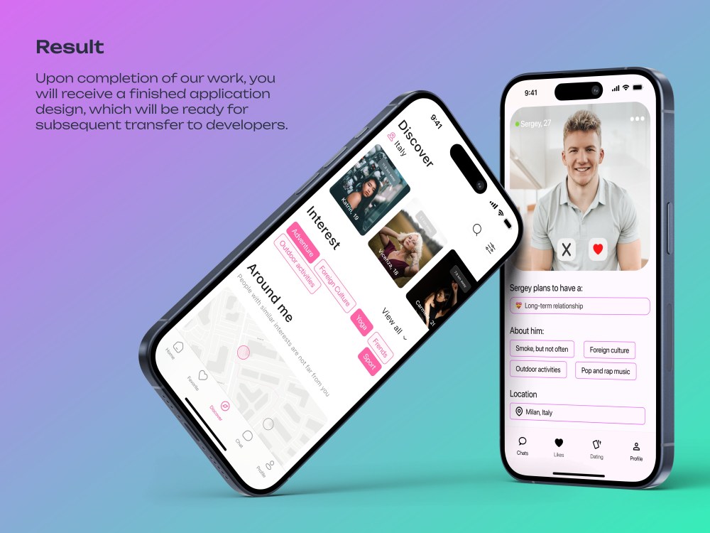 Dating Mobile App UX/UI Design | Wireframing | Clickable Prototyping | Upwork