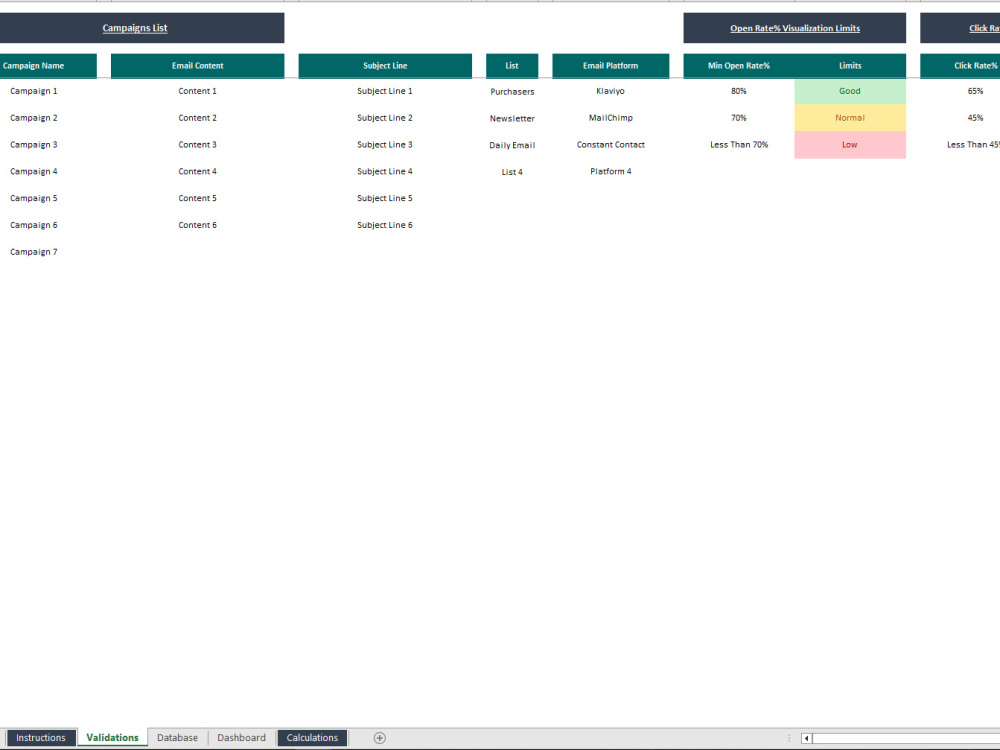 Email Campaign Management Excel Template | Upwork
