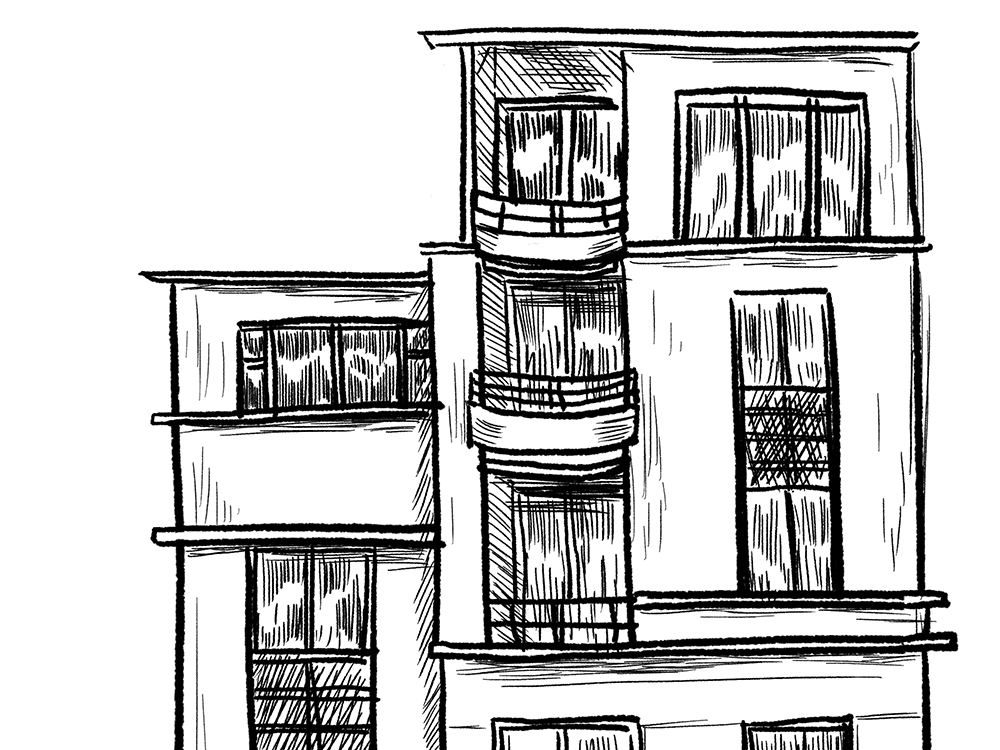 Line drawing of the building | Upwork