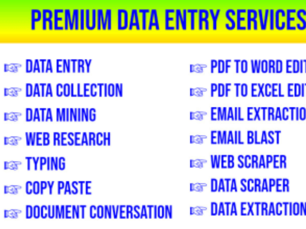 Data Entry, Data Mining, Data Collection & web research with best results | Upwork