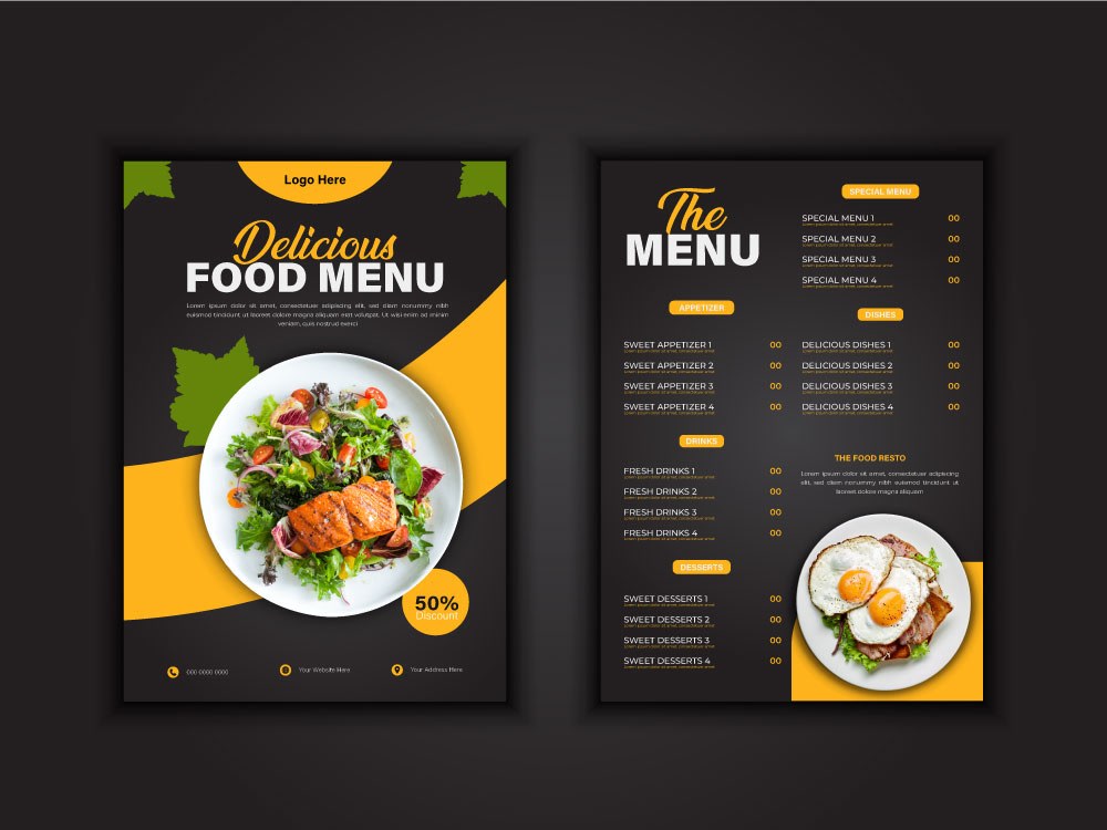 A creative food menu, board, cafe,digital menu, restaurant menu design ...