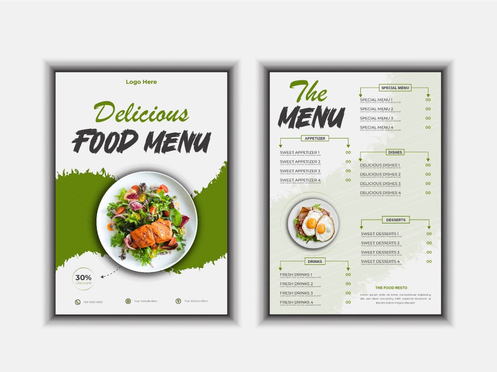 A creative food menu, board, cafe,digital menu, restaurant menu design ...