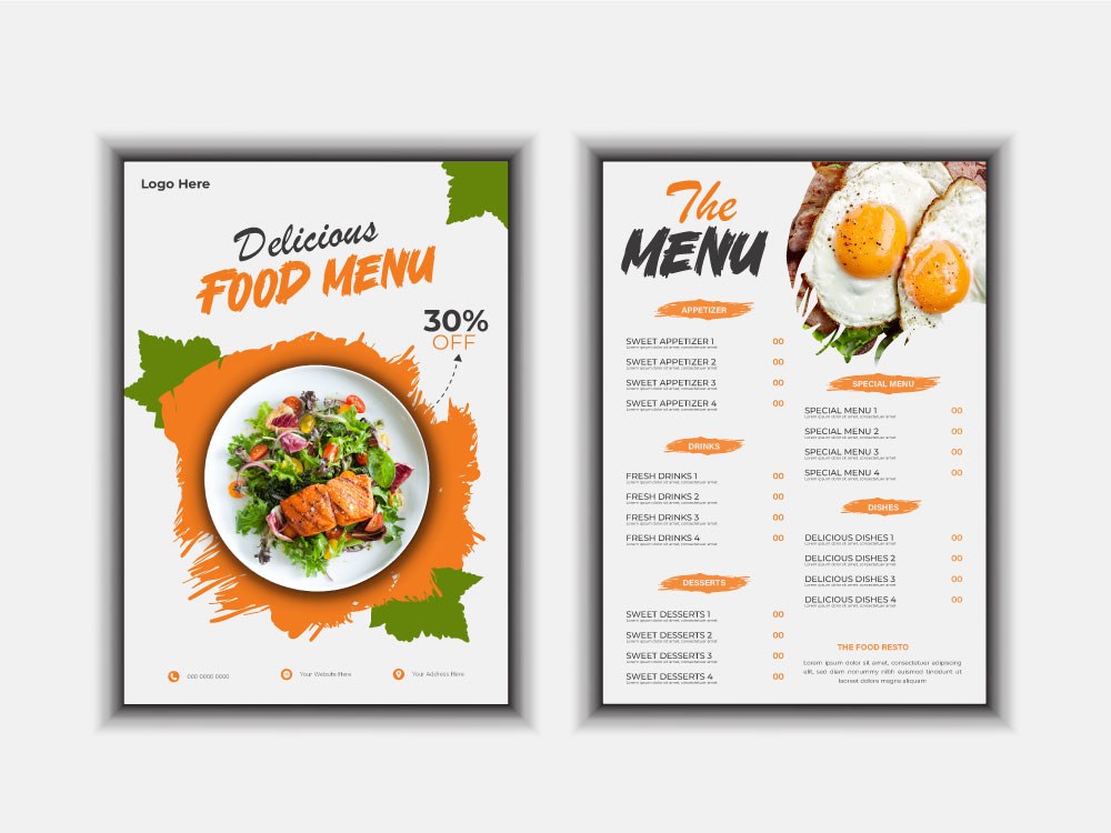 A creative food menu, board, cafe,digital menu, restaurant menu design ...