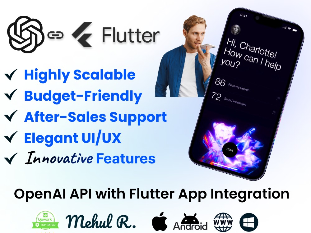 Openai Api Integration Flutter App Dart Nodejs Androidioswebwindows Upwork 6767