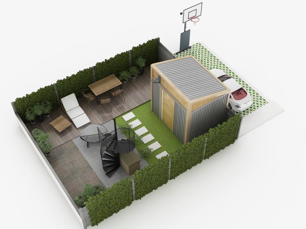 Backyard, Landscape Design, Pool Design, Terrace garden, Courtyard ...