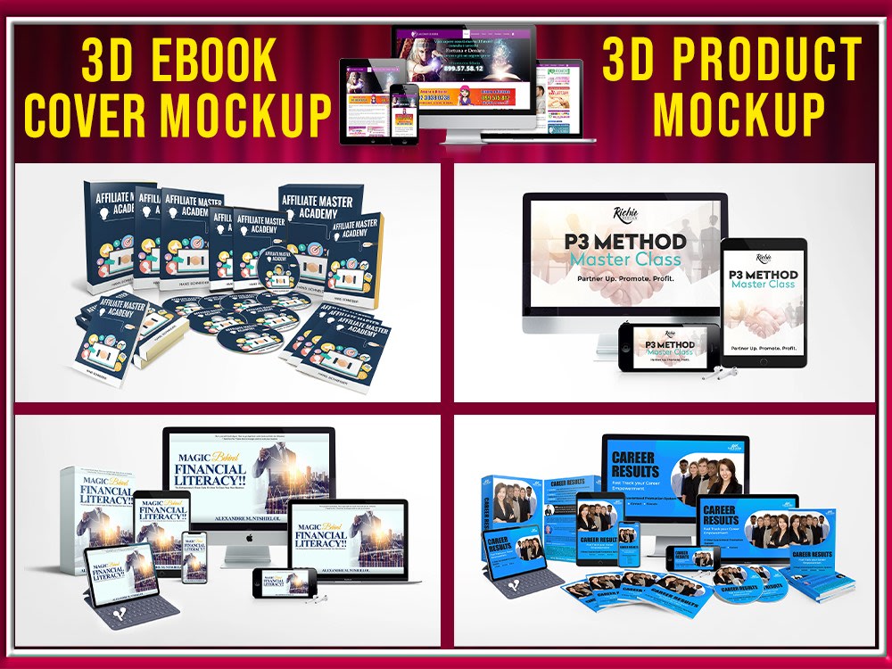 Beautiful 3D mockup of your ebook cover or 3D digital product mockup ...