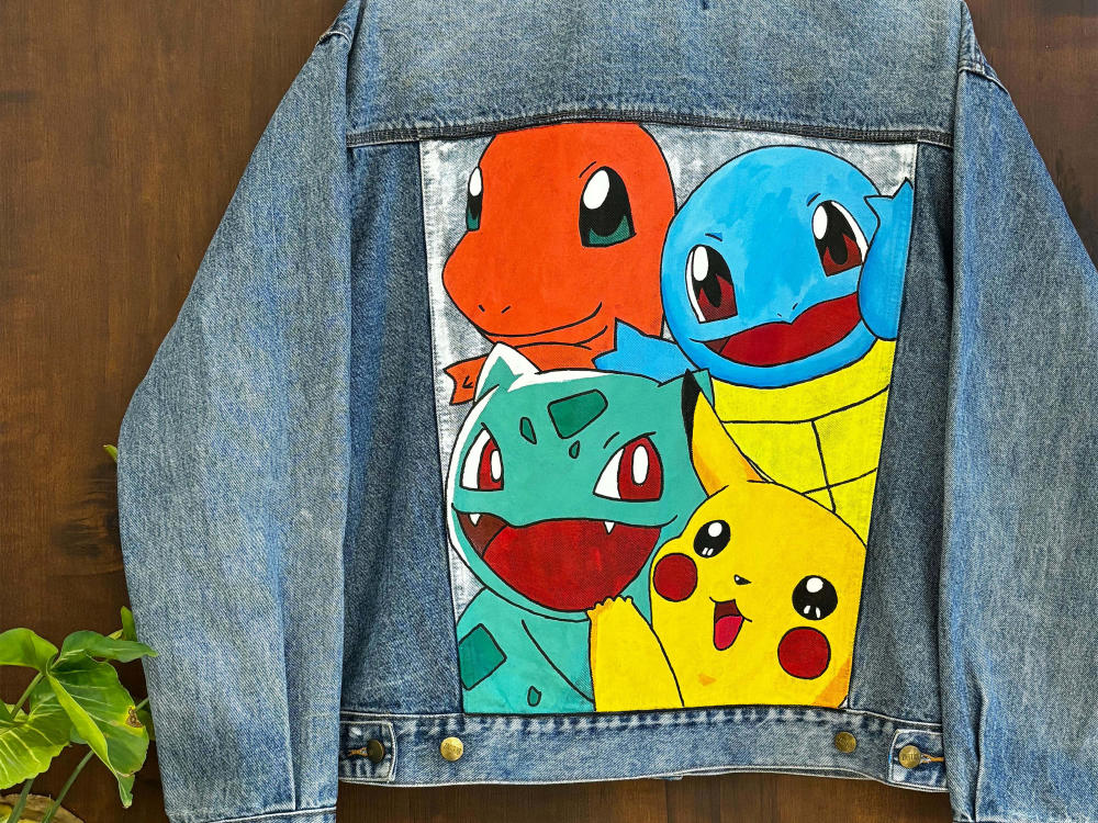 Hand Painted Denim Jacket - POKEMON SQUAD. | Upwork
