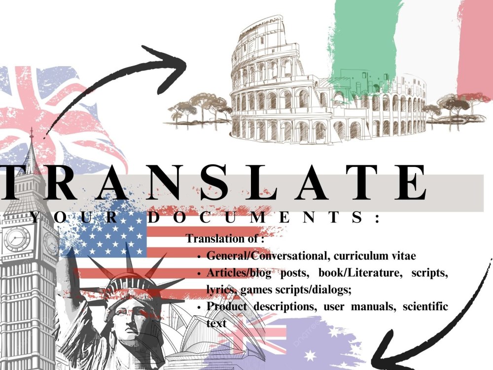 An accurate (manual) translation from English to Italian and viceversa ...