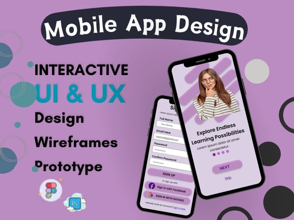 Mobile app mockup design ui ux design wireframe in figma | Upwork