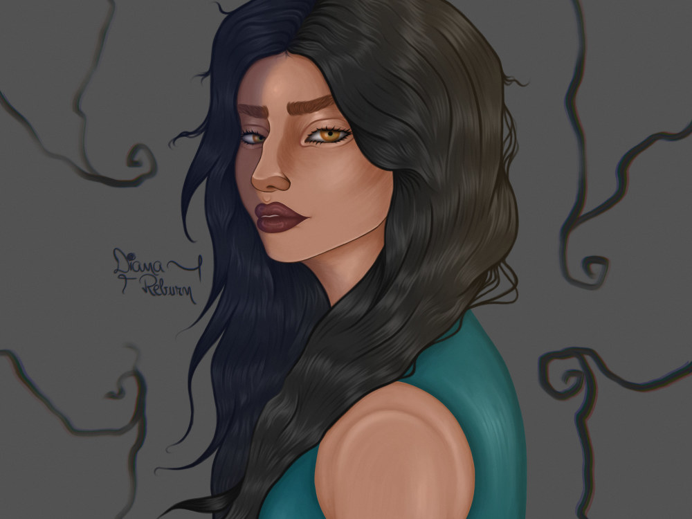 A semi-realistic digital portrait with simple background elements | Upwork