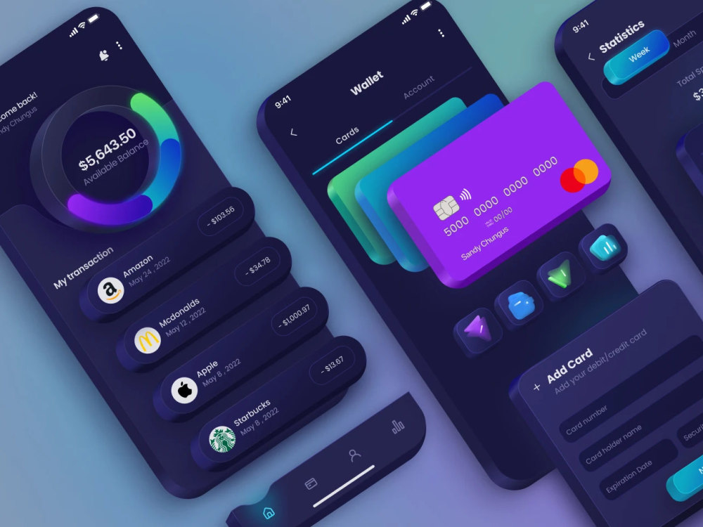 Wallet, crypto, Finance & fintech app UI UX design and prototype in ...