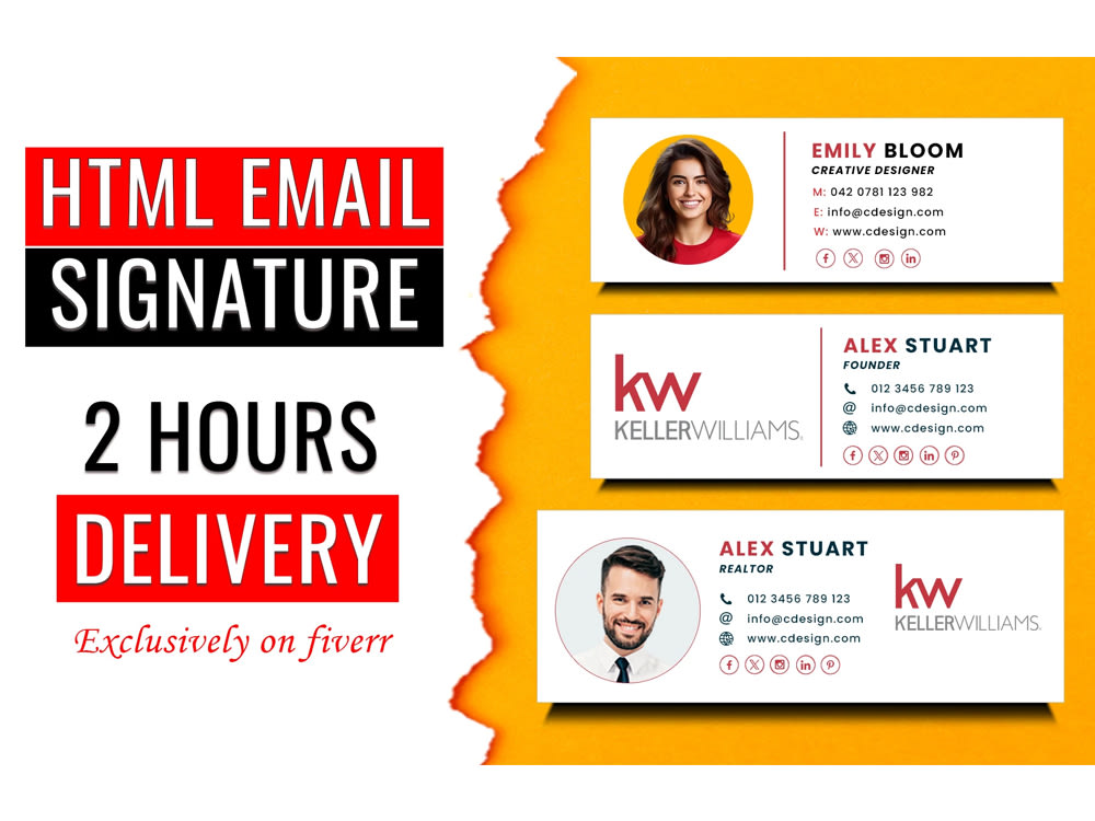 Clickable HTML email signature for gmail, outlook etc | Upwork