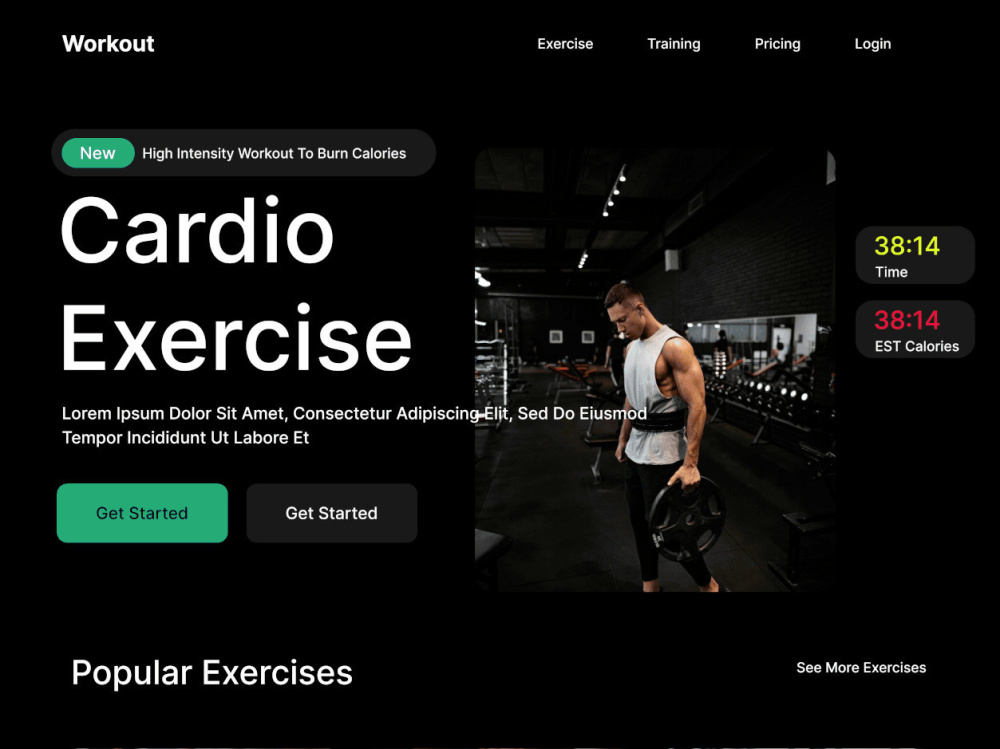 Workout Website Landing Page Design | UX UI Expert | Figma Expert | Upwork
