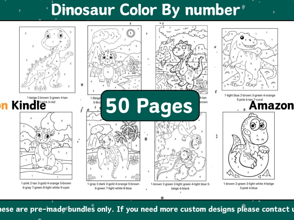 50 Dinosaur Color By number | Upwork