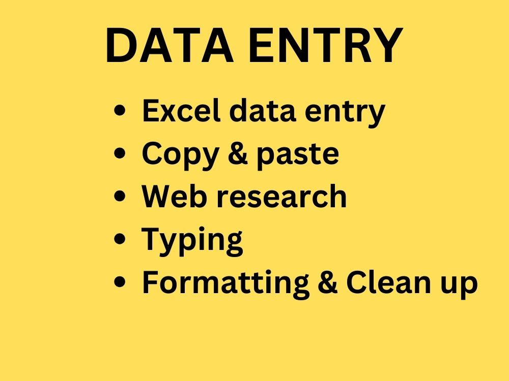 Accurate data entry, data mining, copy paste, typing and web research | Upwork