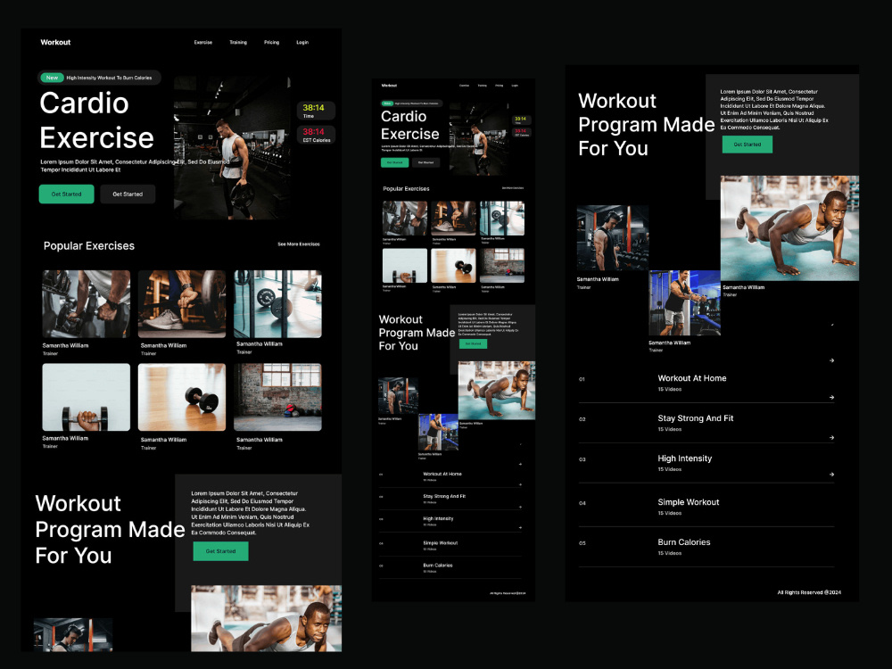 Workout Website Landing Page Design | UX UI Expert | Figma Expert | Upwork