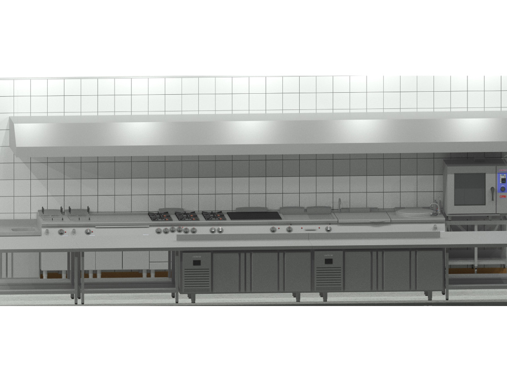 Commercial Kitchen Equipment Layout With MEP drawings / 3D Rendering ...