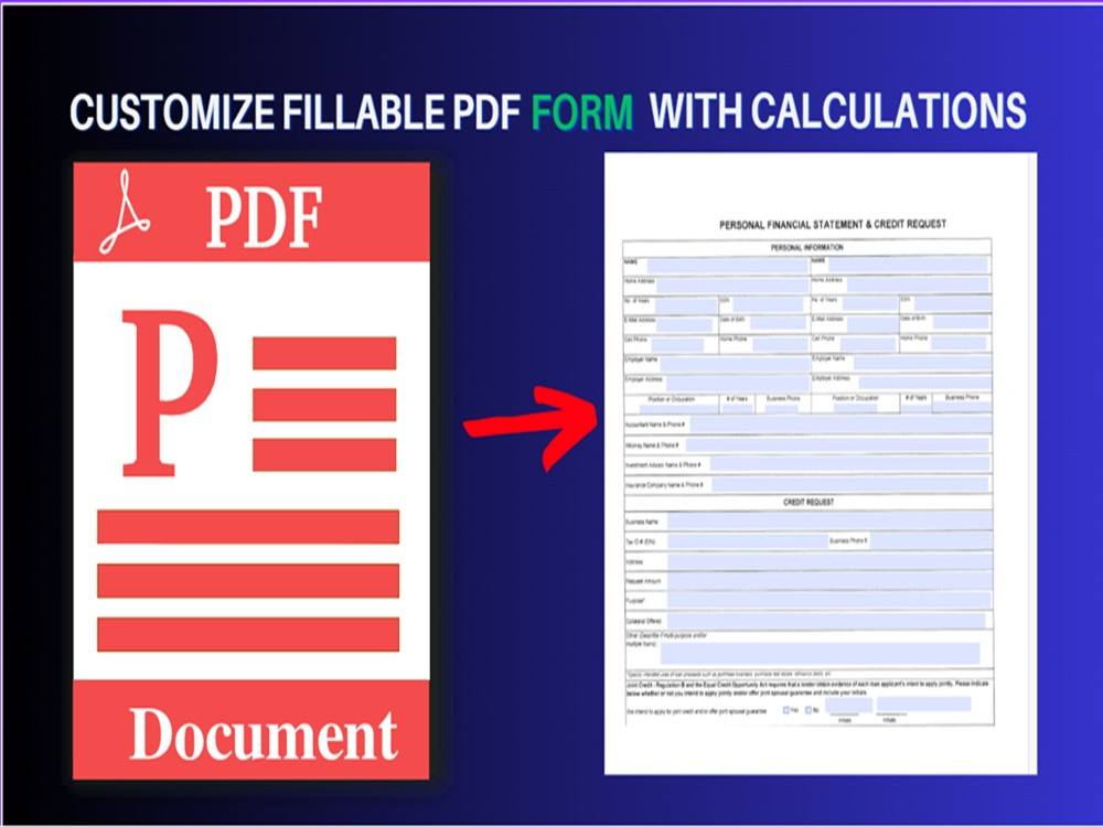 Customize fillable PDF form with auto calculations | Upwork