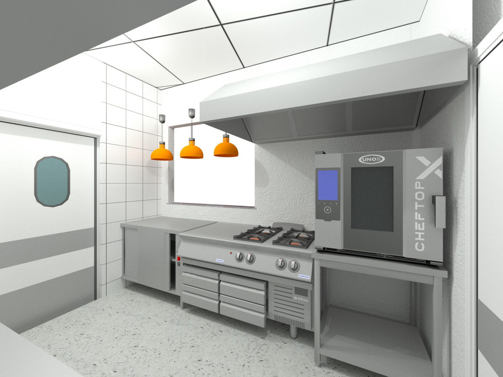 Commercial Kitchen Equipment Layout With MEP drawings / 3D Rendering ...