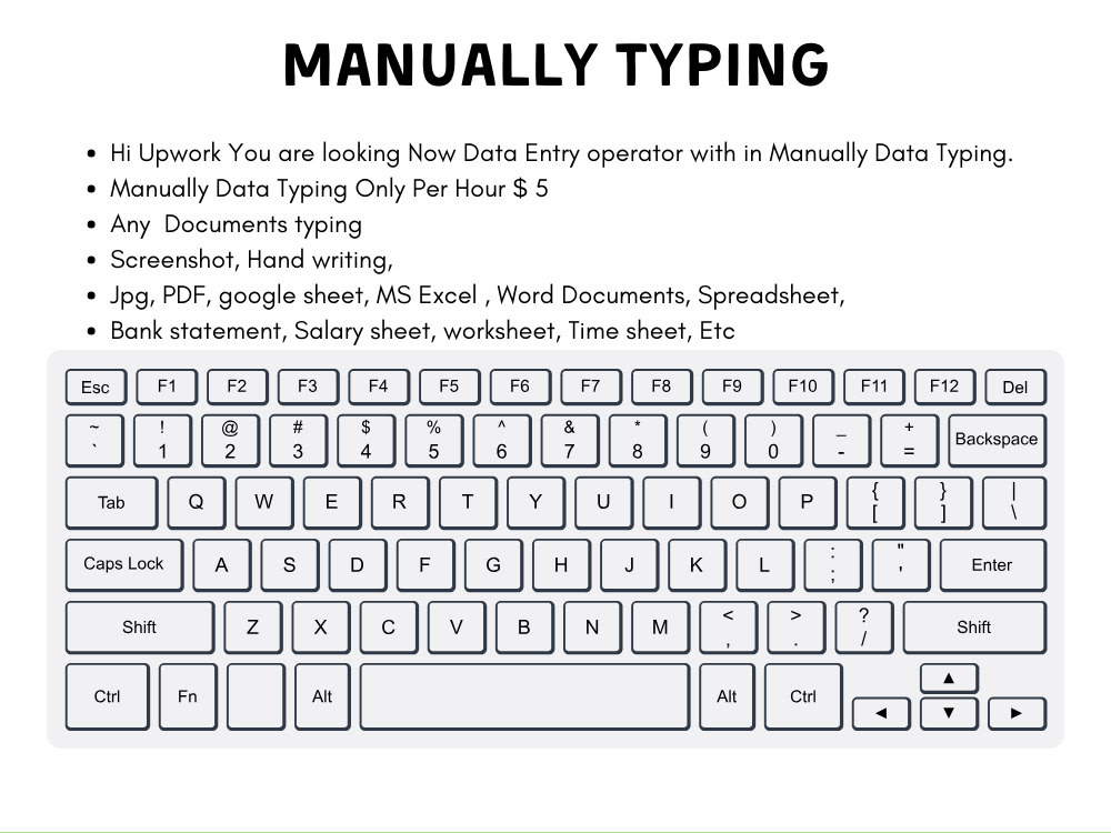 Do Manually Typing 1 Hour Only 5 Upwork