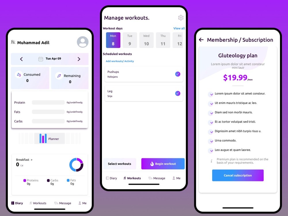 A fitness coaching nutrition app like veryfit MyFitnessPal Starva ...