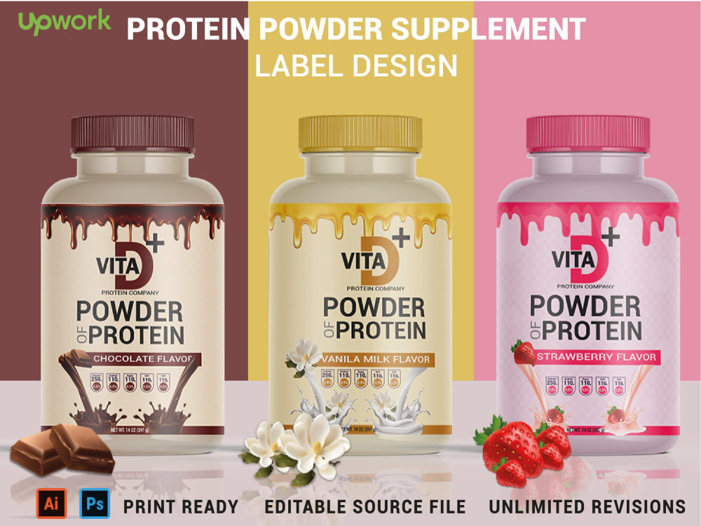 A Modern and Premium Supplement Label Design with 3D Rendering. | Upwork