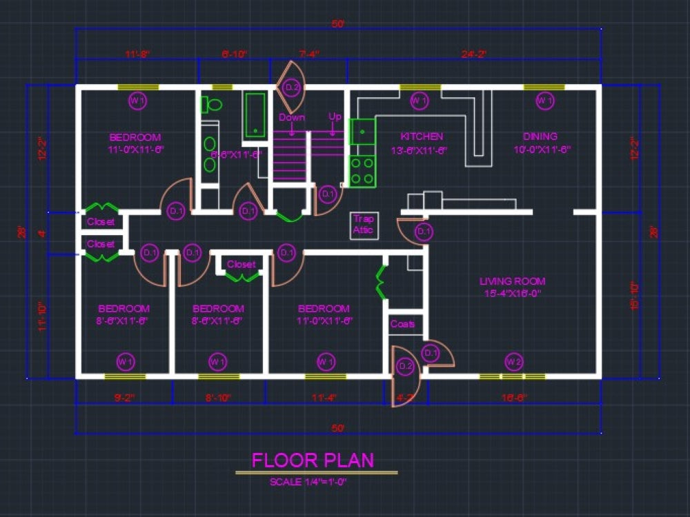 Highly detailed 2D House Floor Plan & working drawings in AutoCAD | Upwork