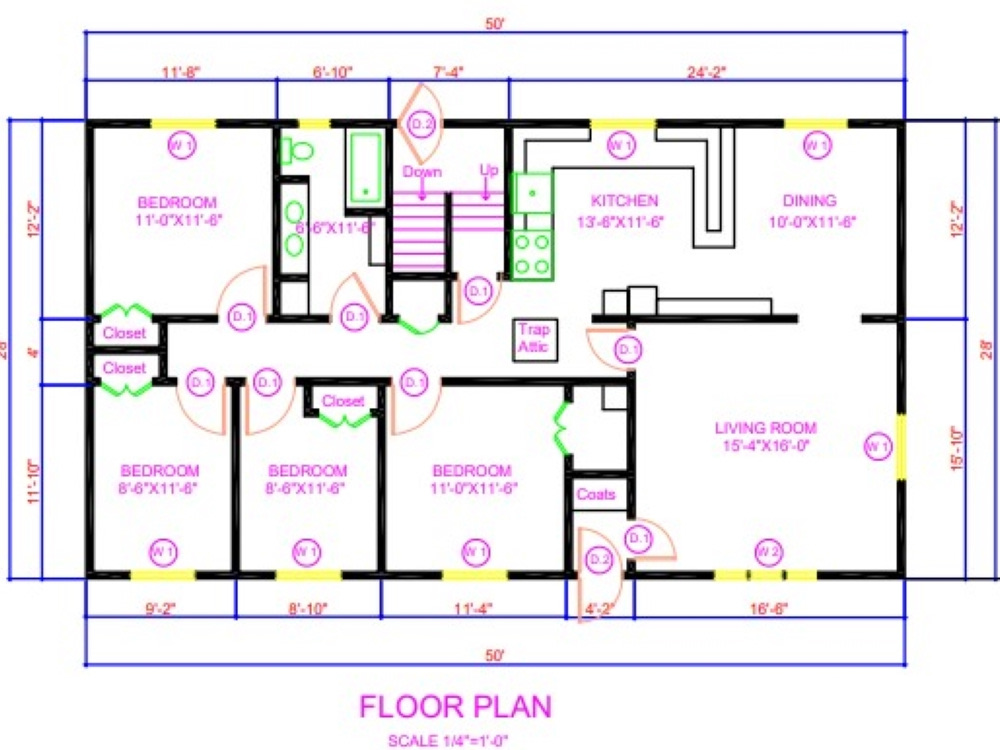 Highly detailed 2D House Floor Plan & working drawings in AutoCAD | Upwork