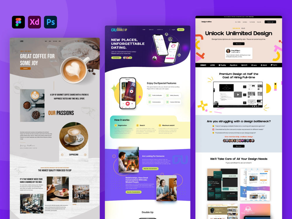 Responsive Landing Page UI UX Design in Figma and XD | Upwork