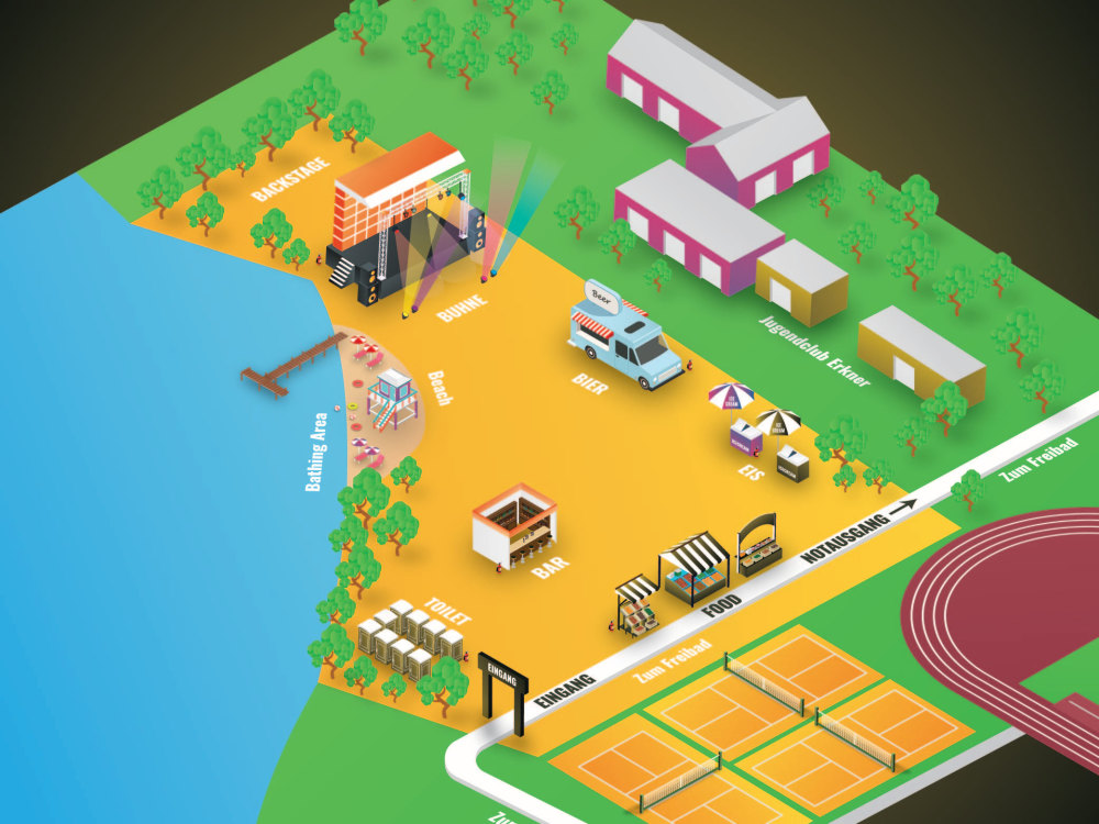 3d events map vector festival map illustrations | Upwork