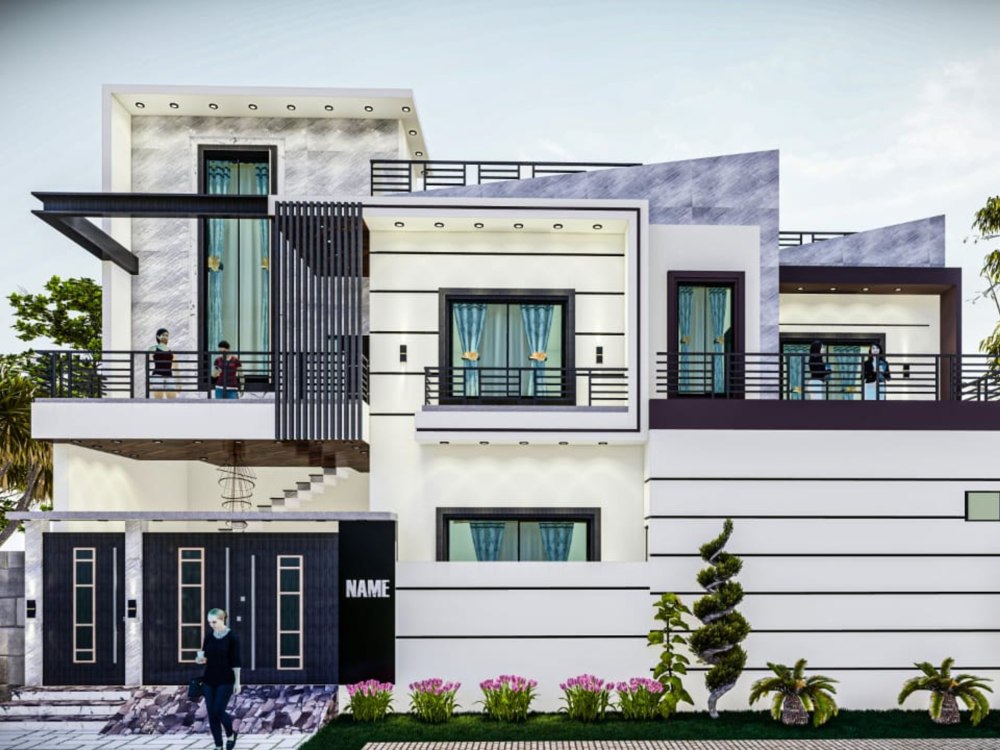 Aesthetics 3d modern elevation design with provide detailing | Upwork