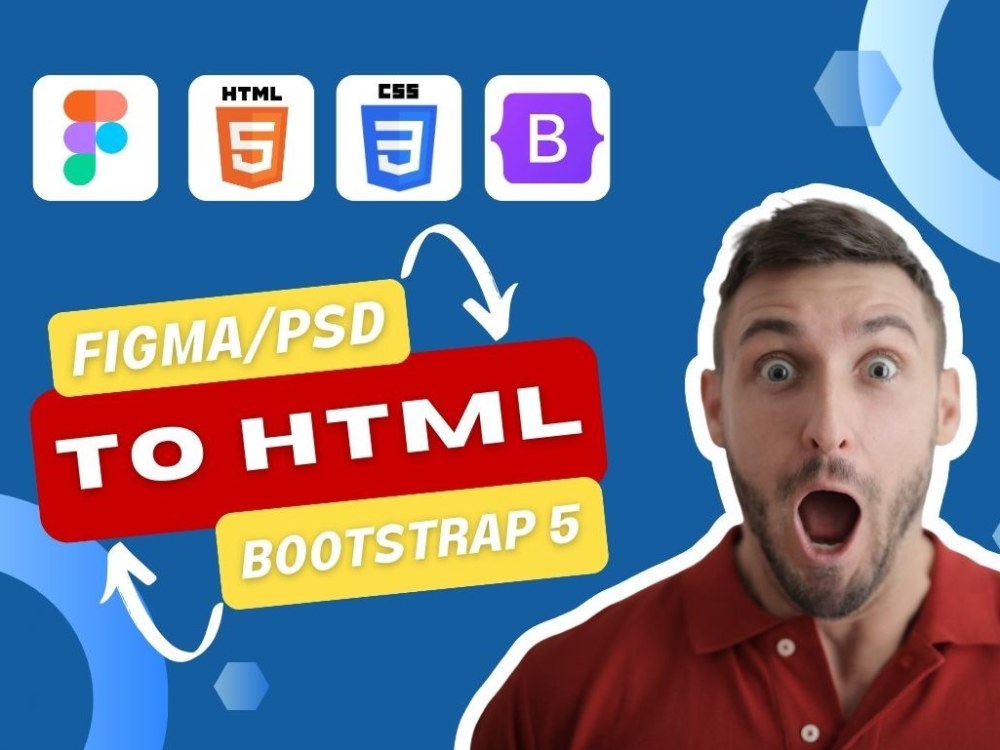 Convert figma, psd and xd to html css responsive bootstrap 5 | Upwork