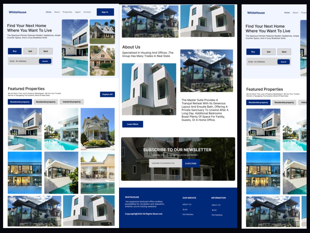 Real Estate Landing page Design | WireFrame UI UX Design|Responsive ...
